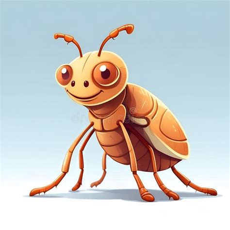 A Cockroach In Cartoon Style Cute Cockroach Isolated On White