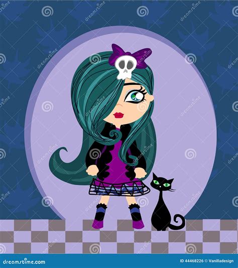 Sad Emo Girl And Her Cat Stock Vector Illustration Of Character