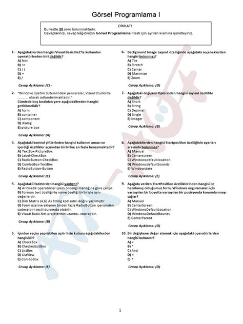 görsel programlama i vize tüm pdf