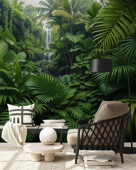 Green Jungle Wallpaper Tropical Palm Leaf Wall Decor Home