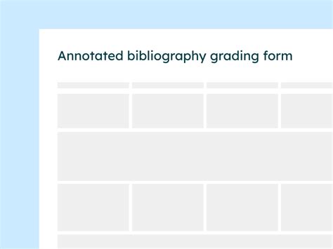 Annotated Bibliography Grading Form Rubric