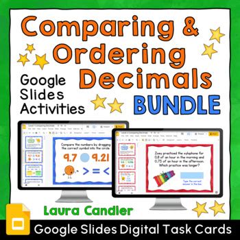 Comparing Decimals Google Slides Bundle Interactive Digital Task Cards