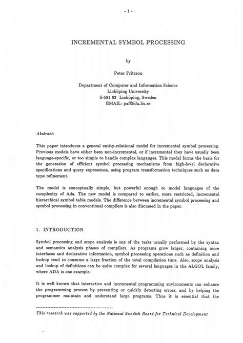 Pdf Incremental Symbol Processing
