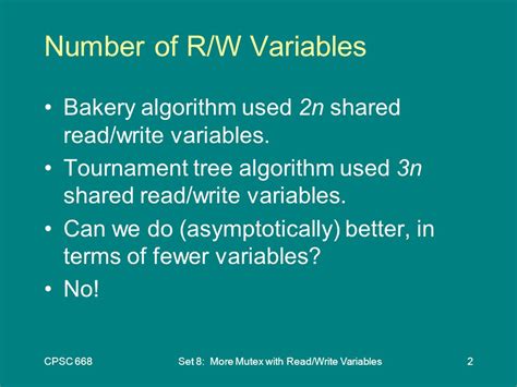 Cpsc 668set 8 More Mutex With Readwrite Variables1 Cpsc 668