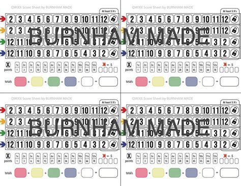 QUIXX Game Score Sheets Versions Etsy
