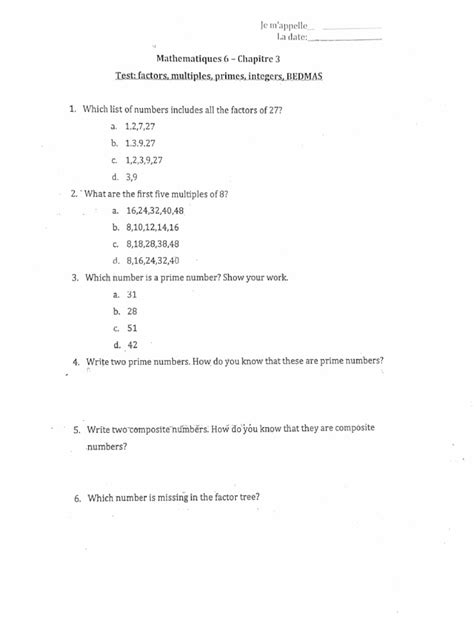 Ch 3 Math Test Pdf