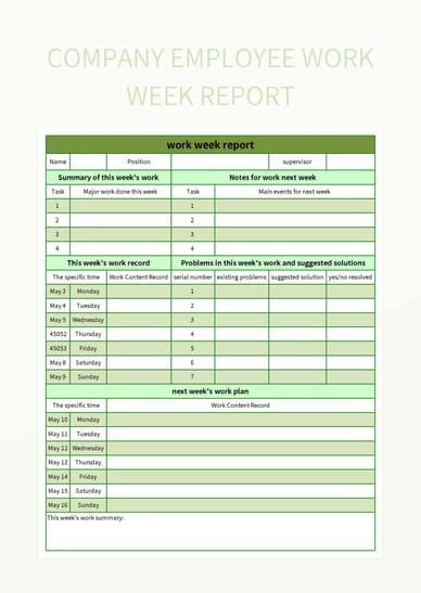 Free Weekly Report Templates For Google Sheets And Microsoft Excel Slidesdocs