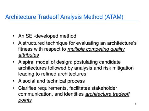 Ppt Topics Analysis Of Architectural Properties Architecture Tradeoffs The Atam Method