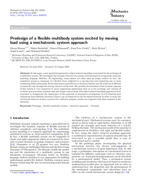 Pdf Flexible Multibody System Modeling Under Moving Load Effects