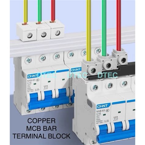 1pcs Copper Mcb Busbar 1p 2p 3p 4p Terminal Block 100a For Distribution