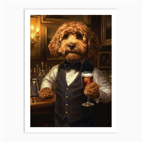 Cockapoo Having A Drink At The Bar Art Print By Nordicdesignhouse Fy