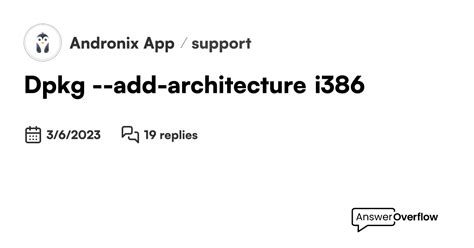 Dpkg Add Architecture I386 Andronix App