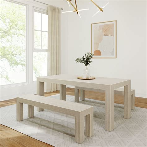 Plankbeam Modern Wood Dining Table Set Solid Wood Dining Table With 2