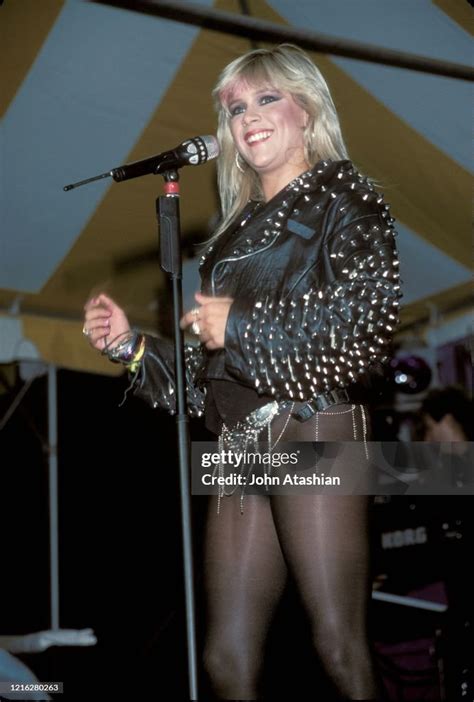 Model And Singer Samantha Fox Is Shown Performing On Stage During A