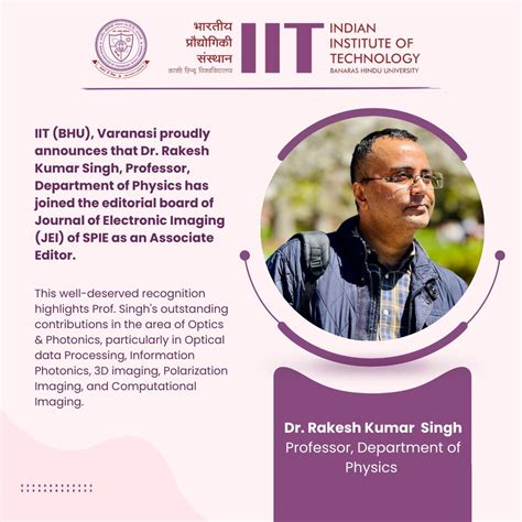 Iit Bhu Varanasi Proudly Announces That Professor Rakesh Kumar Singh
