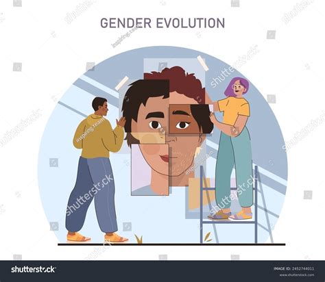Gender Evolution Concept Depiction Individuals Piecing Stock Vector