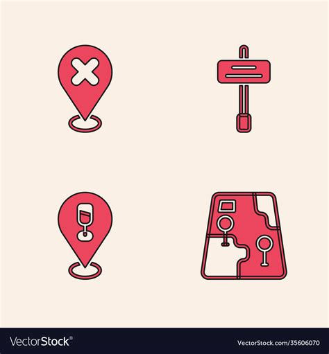 Set City Map Navigation Location With Cross Mark Vector Image