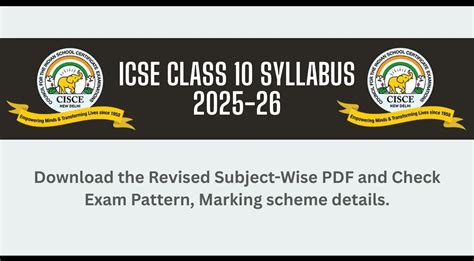 Icse Class 10 Syllabus 2025 26 Download Latest Revised Pdf
