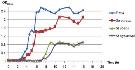 Growth Of Escherichia Coli Staphylococcus Aureus Streptococcus Uberis