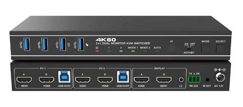Evoconnect Kvm Switch 2x1 Dual Hdmi 4k 60 Monitor 18gbps Hdcp2 3 Hdr Hdr10 Hdr10 Dolby Vision