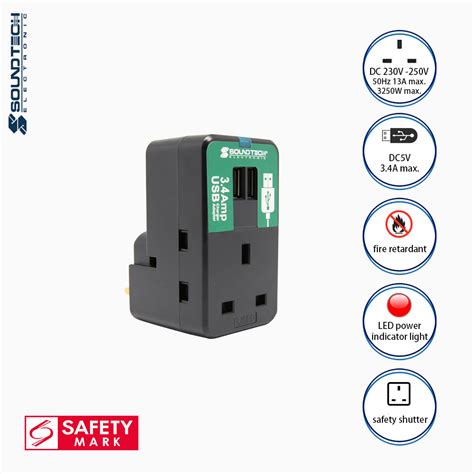 4 Way Extension Socket With Usb Ac Soundteoh