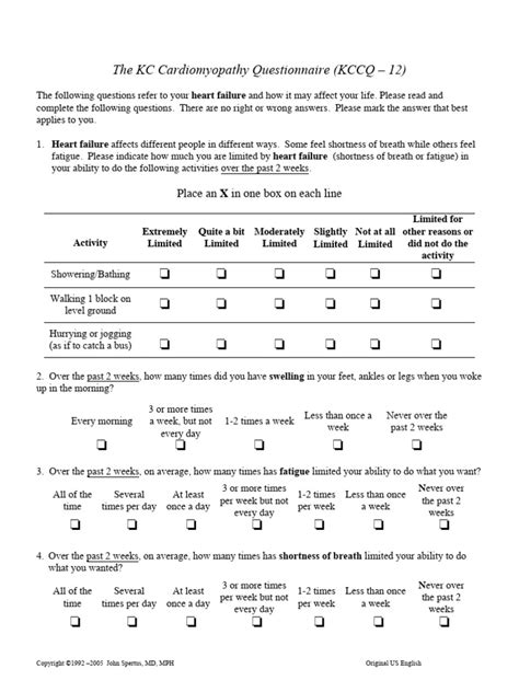 Kccq 12 Englishus 1 Pdf Cardiovascular System Heart