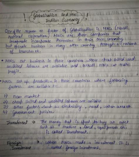 Solution Best Globalisation And The Indian Economy Class 10 Notes In