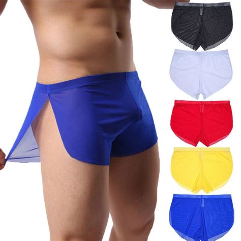 Sexy Mens Sexy Semi See Through Mesh Sheer Boxer Briefs Underwear