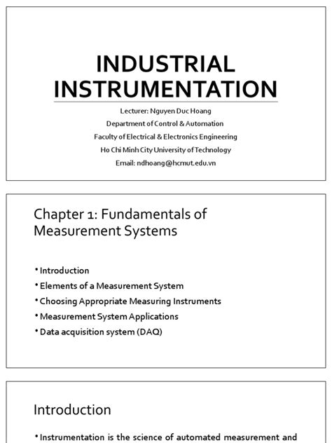 Fundamentals Of Industrial Instrumentation An Introduction To