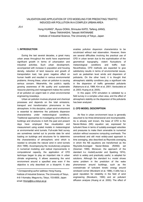 Pdf Validation And Application Of Cfd Modeling For Predicting Traffic Induced Air Pollution In