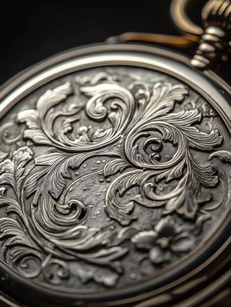 Antique Pocket Watch Engraved With Detailed Scrollwork Premium Ai