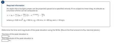 Solved Required Information An Object Like A Bungee Jumper