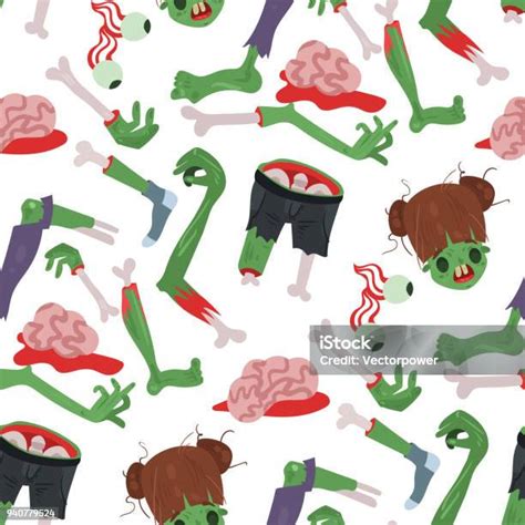 다채로운 좀비 무서운 만화 할로윈 마술 사람들 몸 녹색 문자 완벽 한 패턴 배경 부분 괴물 벡터 일러스트 레이 션 사람 얼굴에 대한 스톡 벡터 아트 및 기타 이미지 Istock