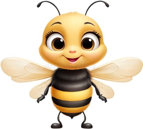 Adorable Cartoon Bee Buzzes With Cheerful Smile Stock Image Illustration Of Flying Playfully