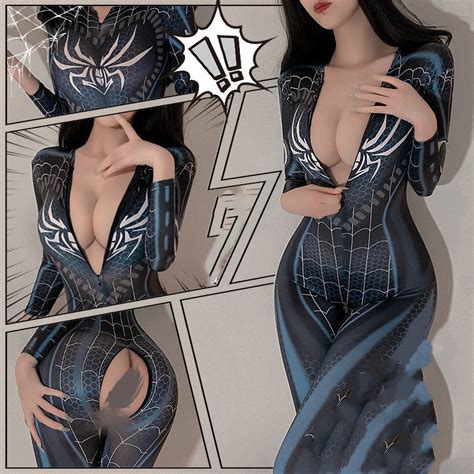 Sexy Spider Cosplay Costume Zentai Catsuit Bodysuit Satin Spandex