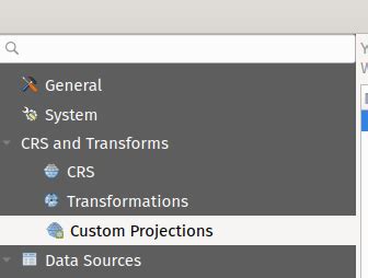 Move Custom Projections Dialog To A Tab In The Main Settings Dialog Request In QGIS Issue