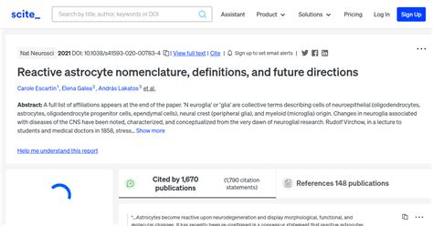 Reactive Astrocyte Nomenclature Definitions And Future Directions [scite Report]