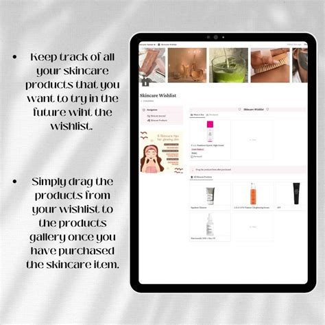notion template skincare tracker self care planner habit tracker