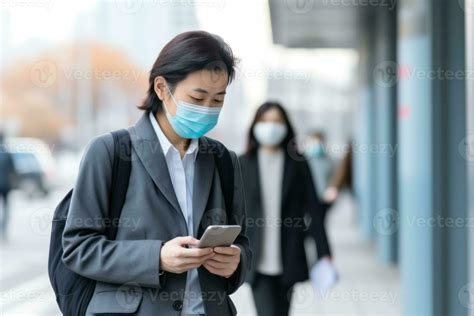 ai generated asian people wearing masks new normal concept generative