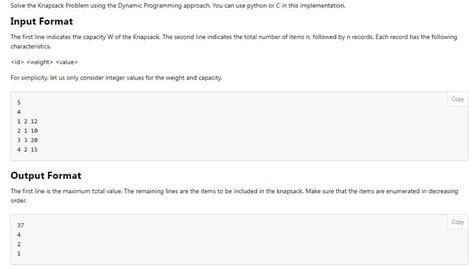 Solved Solve The Knapsack Problem Using The Dynamic Chegg Com