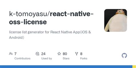 Github K Tomoyasureact Native Oss License License List Generator