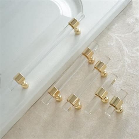Customizable Drawer Pulls And Knobs Acrylic Gold Clear Dresser Pulls