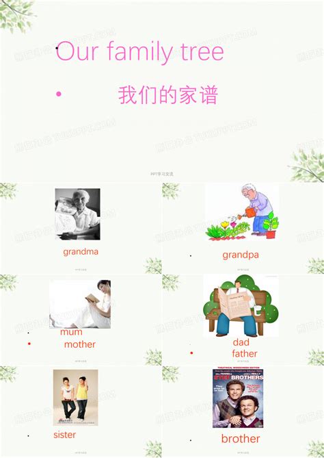 小学英语家谱图ppt模板下载 编号qgbgpprl 熊猫办公