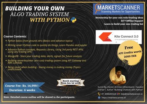 Marketscanner On Linkedin Learn To Build Your Own Algo Trading System With Python This Is The