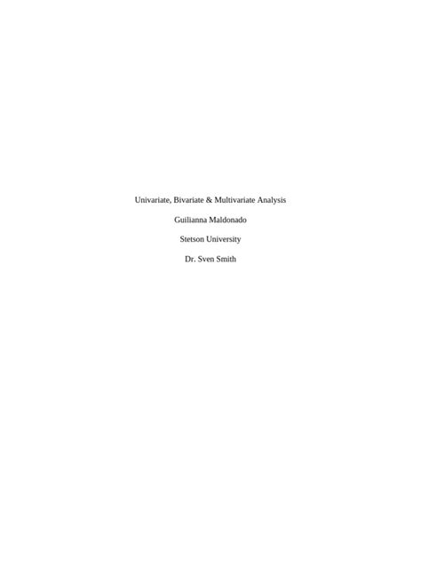 Univariate Bivariate And Multivariate Analysis Pdf Dependent And