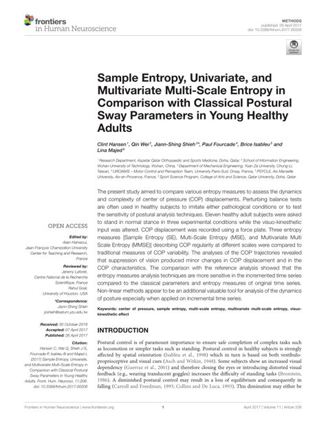 Pdf Sample Entropy Univariate And Multivariate Multi Scale Entropy