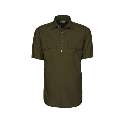 Ritemate Mens Pilbara Closed Front Short Sleeve Shirt Rm200cfs Olive
