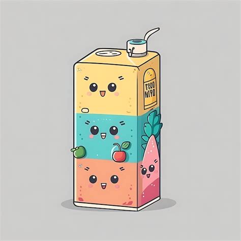 Premium Photo Cute Juice Box Digital Art Style Colorful Cartoon