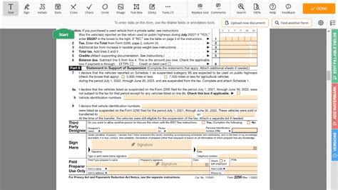 2022 Form 2290 Printable Irs 2290 Tax Form And Instructions For Online