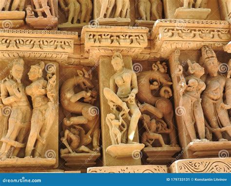 Erotic Human Sculptures At Vishvanatha Temple Western Temples Of Khajuraho Madhya Pradesh